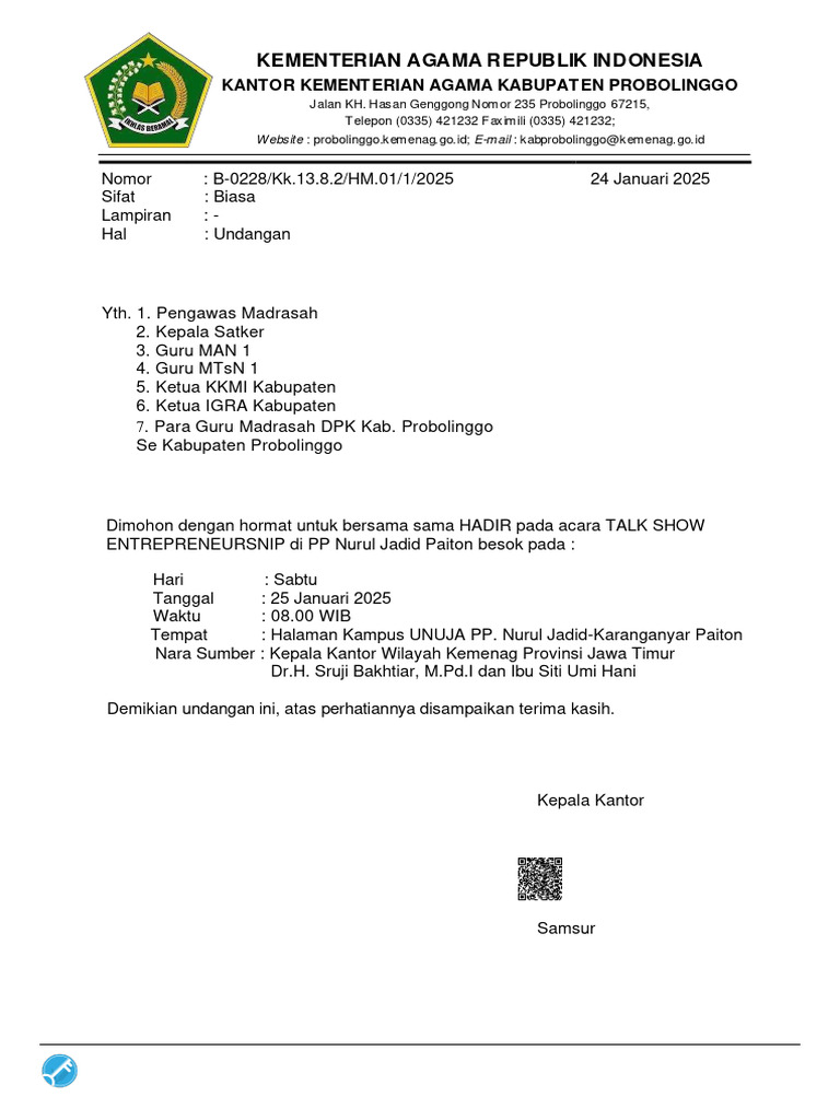 Undangan Talk Show Tte-1 | PDF