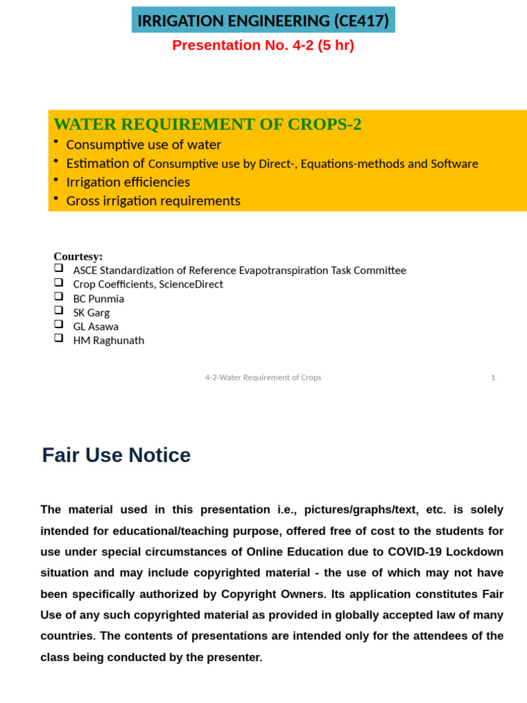 4-2-Water Requirement of Crops | PDF | Evapotranspiration | Earth Sciences