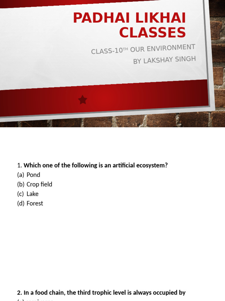Class 10th Our Environment | PDF | Food Web | Ecosystem