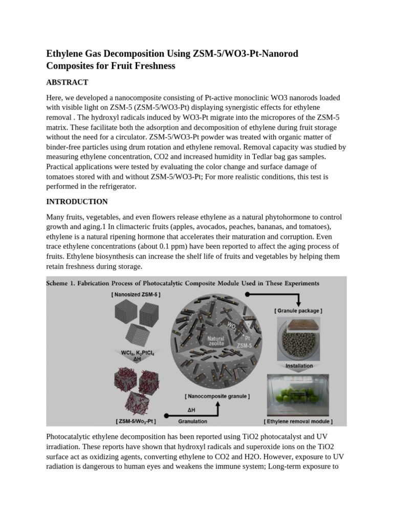 REVIEW Ethylene Gas Decomposition Using ZSM-5 OR WO3 PT Nanorod | PDF ...