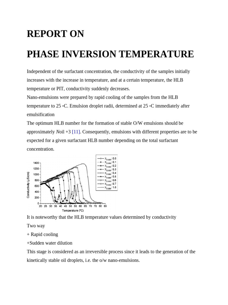 Phase Inversion Temperature | PDF | Emulsion | Materials