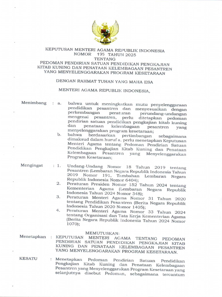 Kma 195 Tahun 2025 SP Kitab Kuning | PDF