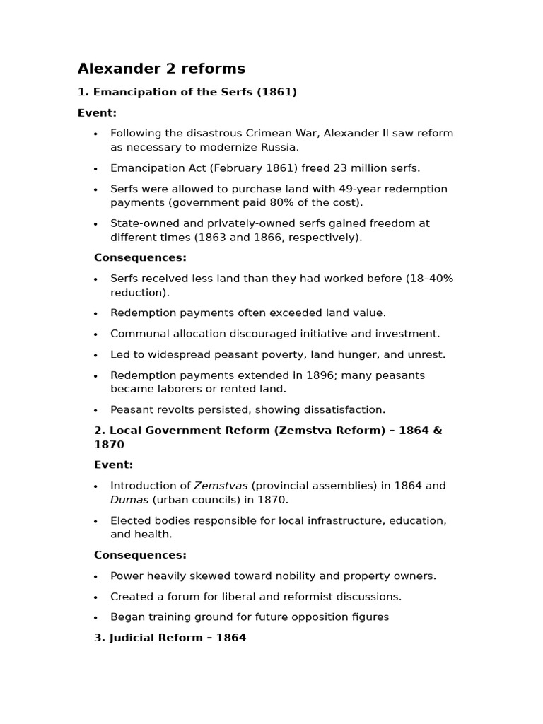 Alexander 2 Reforms and III | PDF | Russian Empire
