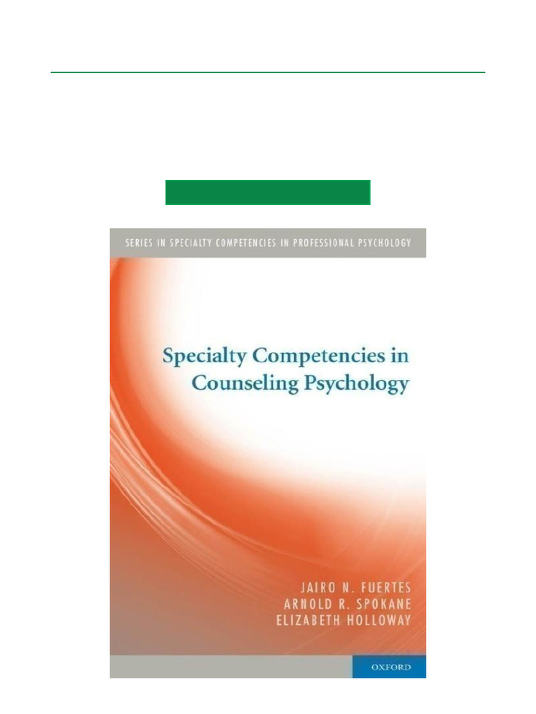 Specialty Competencies in Counseling Psychology Full Text PDF | PDF | Counseling Psychology ...