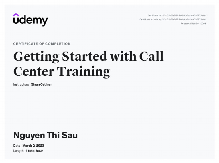 Call Center Training Certificate | PDF