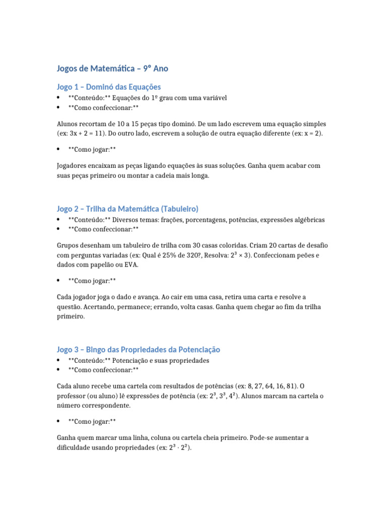 Jogos_de_Matematica_9Ano | PDF