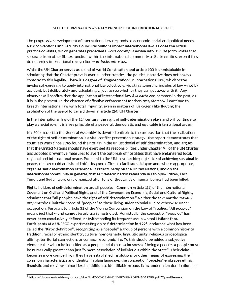 Self-Determination in International Law | PDF | International Law ...