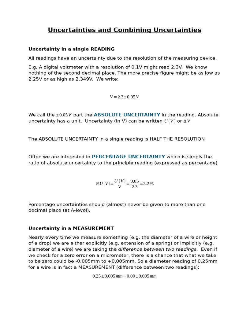 Understanding Measurement Uncertainties | PDF | Significant Figures ...