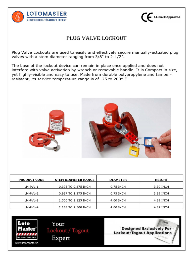 Plug Valve Lockout Devices | PDF
