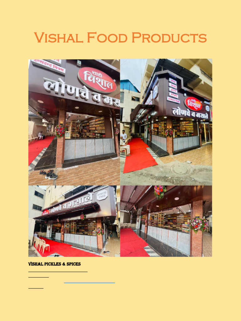 Vishal Food Products and Menu Overview | PDF | Chutney | Cooking