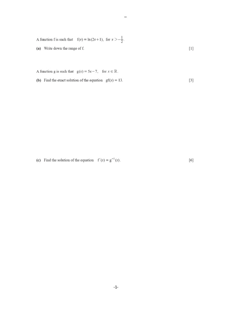 Add Mathematics Functions Exam Papers | PDF
