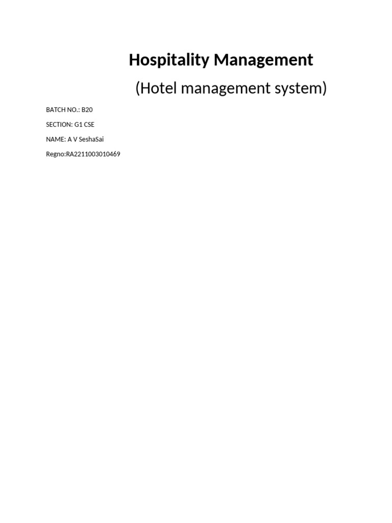 UML Diagrams for Hospitality Management | PDF | Class (Computer ...