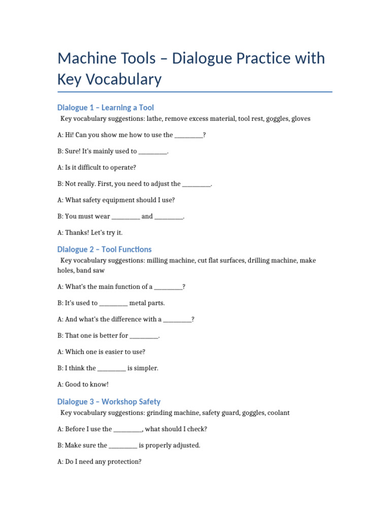Complete Dialogues Machine Tools With Answers | PDF | Grinding (Abrasive Cutting) | Numerical ...