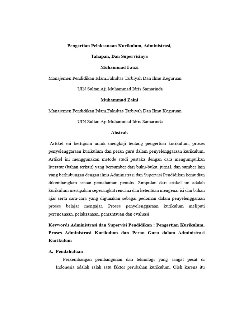 Artikel Kurikulum Pendidikan Fauzi Zaini | PDF