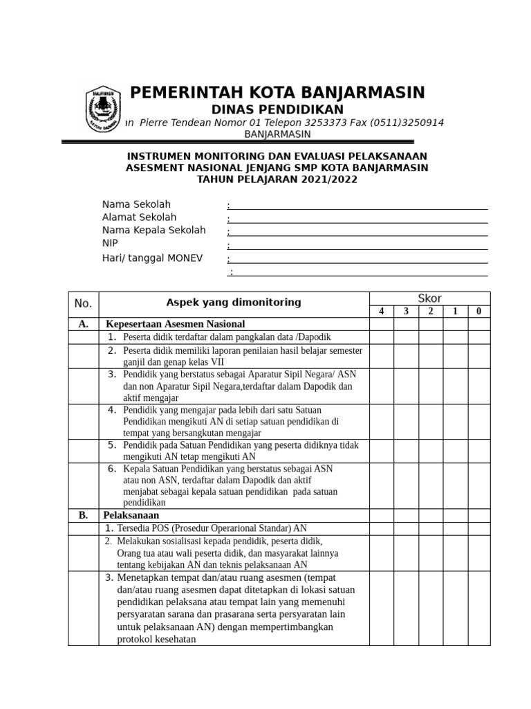 Finish Instrumen Monev An 2021 | PDF