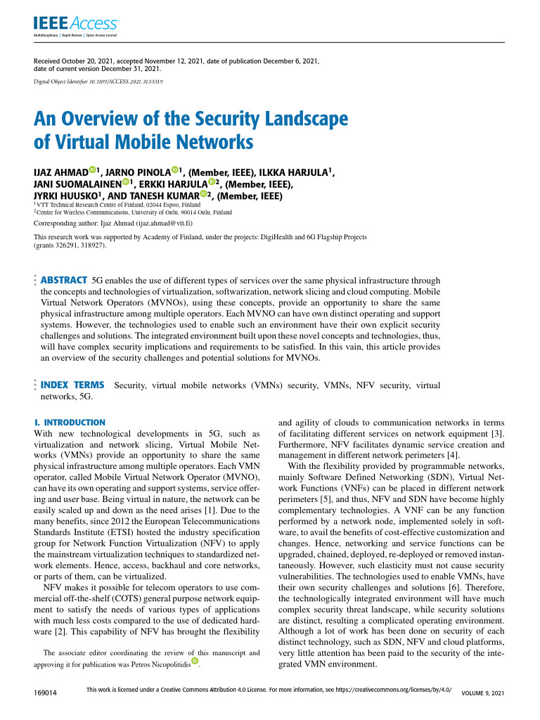 An Overview of The Security Landscape of Virtual Mobile Networks | PDF ...