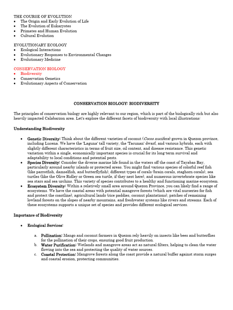 3.1 - Conservation Biology - Biodiversity | PDF | Conservation Biology | Biodiversity