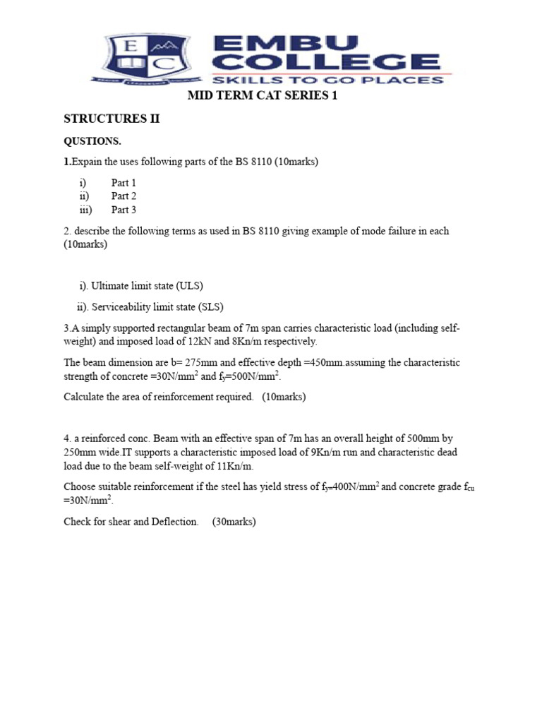 STRUCTURES II CAT1(5COPIES) | PDF