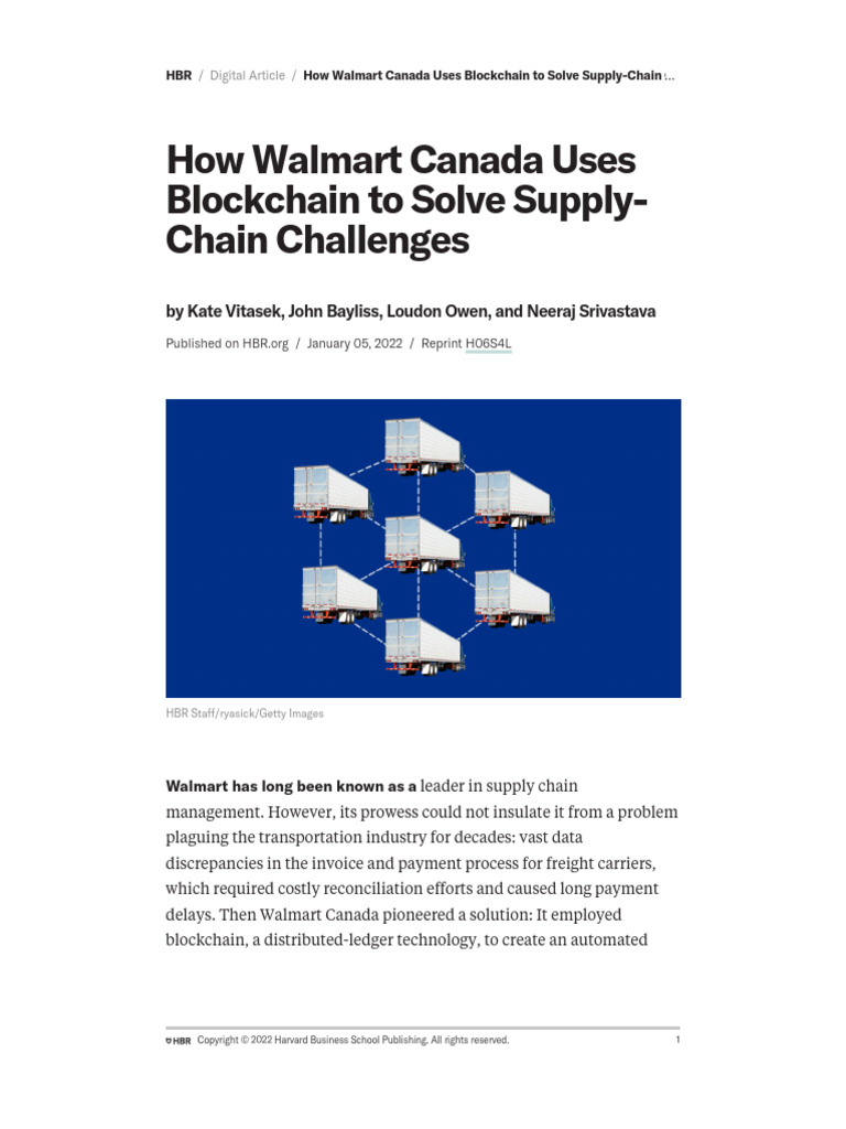 (10a) How Walmart Canada Uses Blockchain To Solve Supply-Chain ...