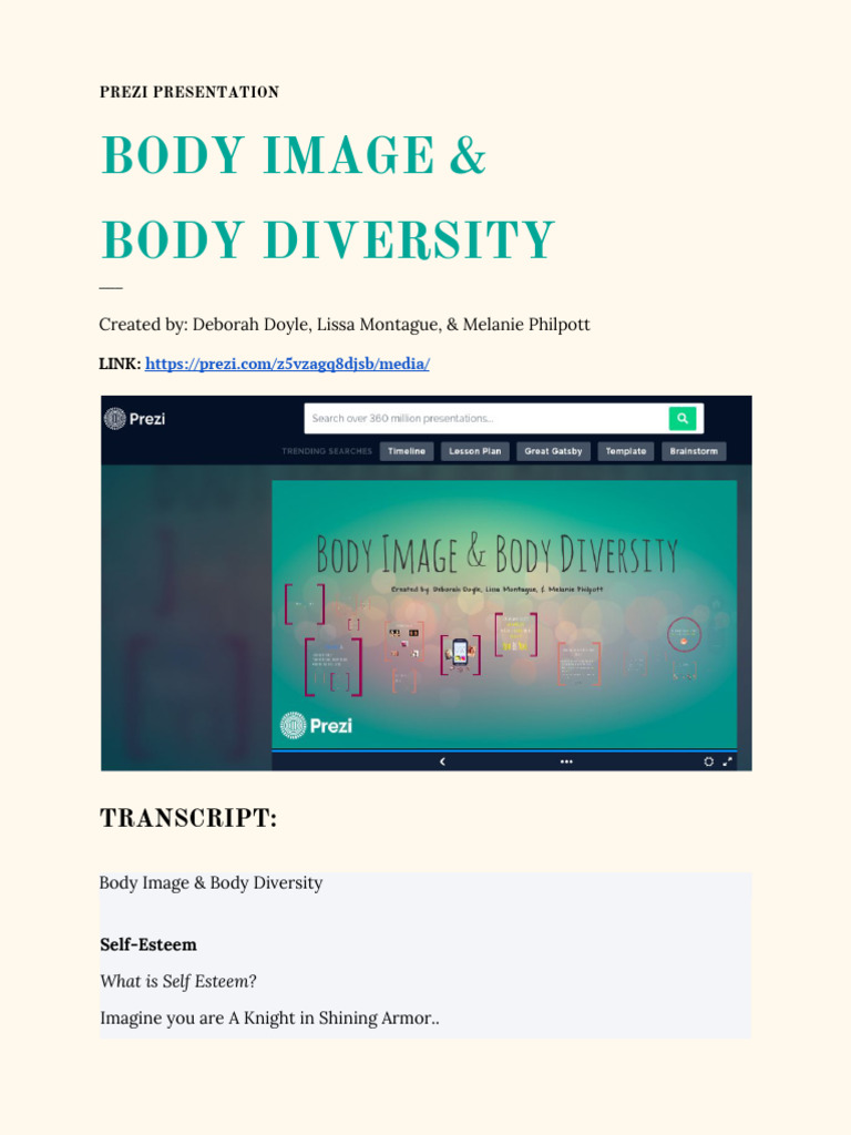 Body Image Body Diversity | PDF | Self Esteem | Body Image