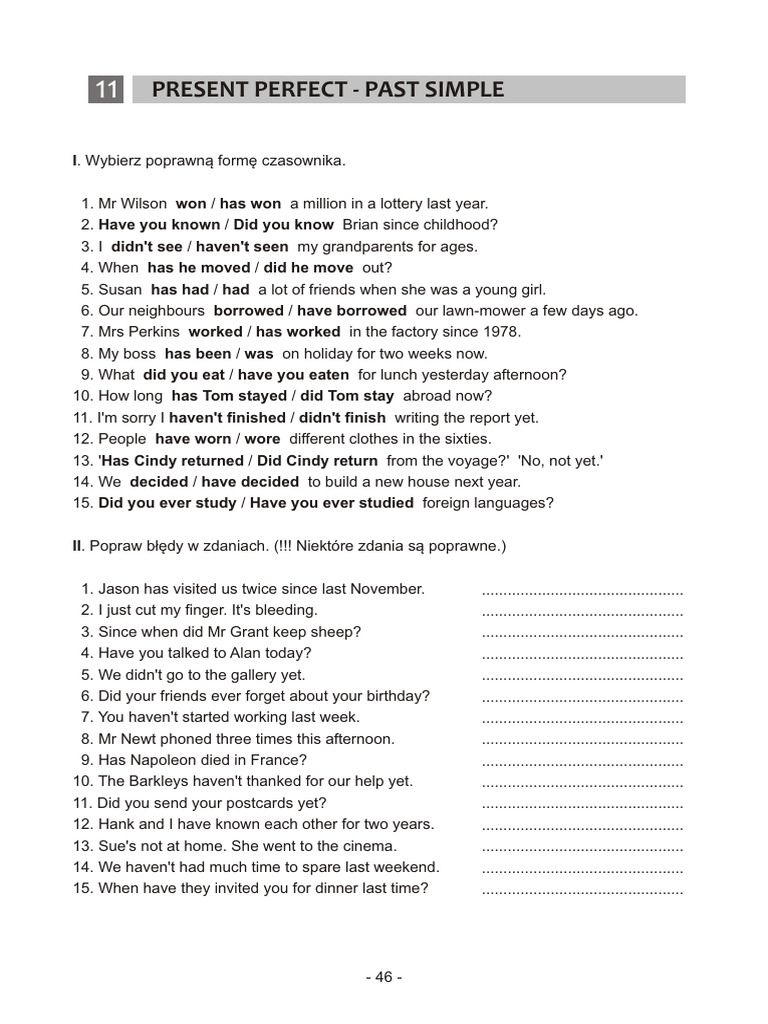 Test present perfect and past simple | PDF