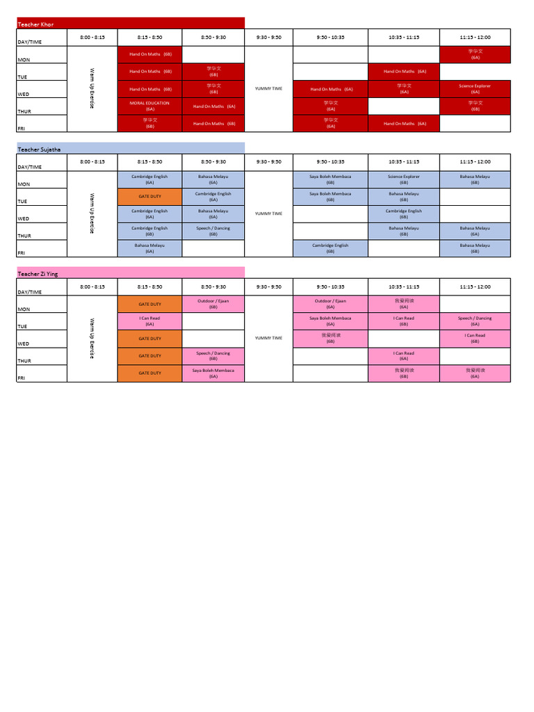 y6 New 2025 April Time Table | PDF