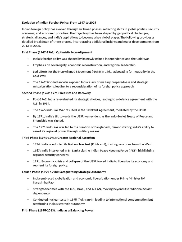 Evolution of Indian Foreign Policy | PDF | Government | Diplomacy