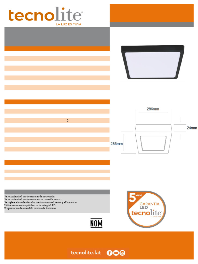 Ficha Técnica Tecnolite | PDF