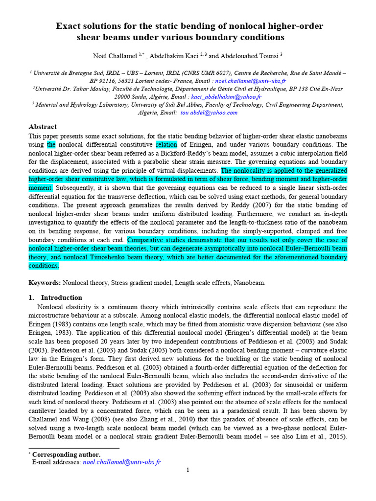 Paper - Beam HSDT - Version 8th April 2025 | PDF | Bending | Beam ...