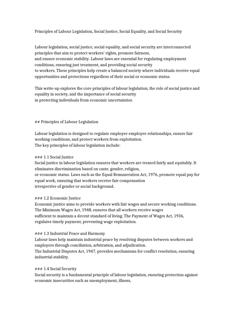 Complete Labour Law Writeup | PDF | International Labour Organization | Labour Law