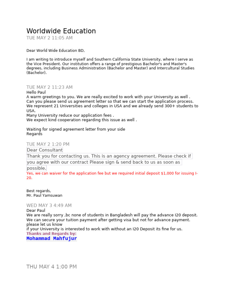 Worldwide Education | PDF | Fee