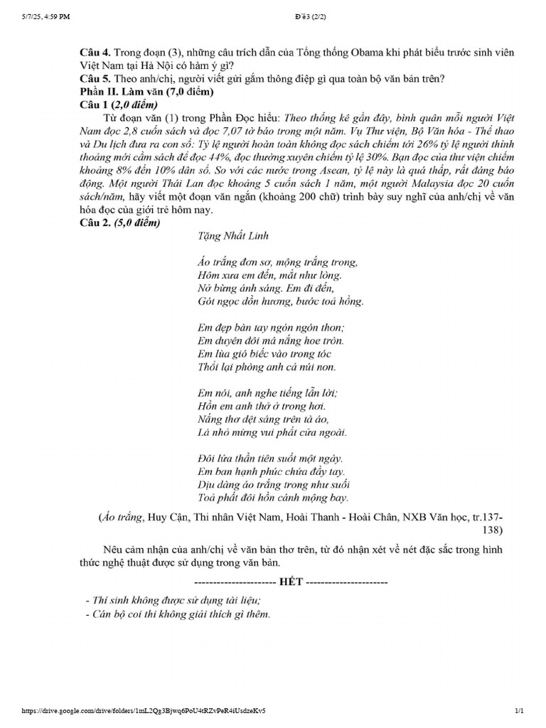 Đề 3 (2 - 2) | PDF