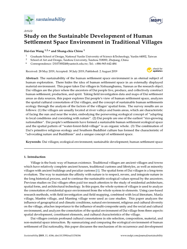Study On The Sustainable Development of Human Settlement Space ...