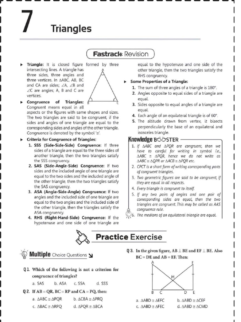 Triangle Important Questions Class 9 | PDF