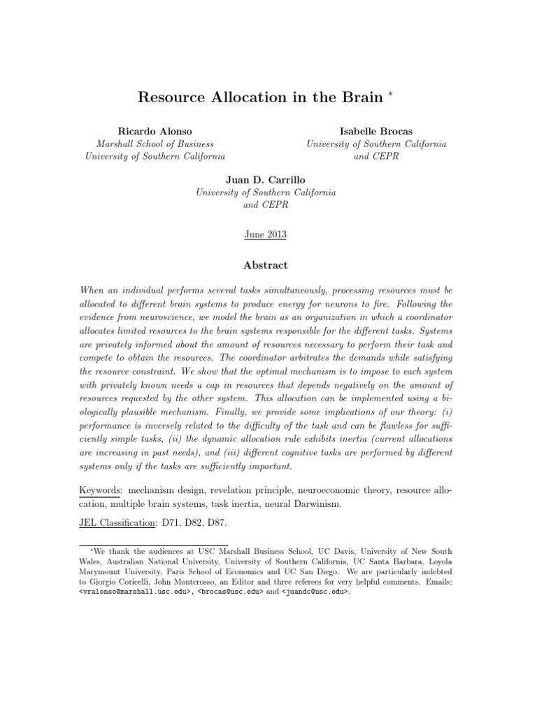 Brocas Resource Allocation Brain Pdf Functional Magnetic Resonance