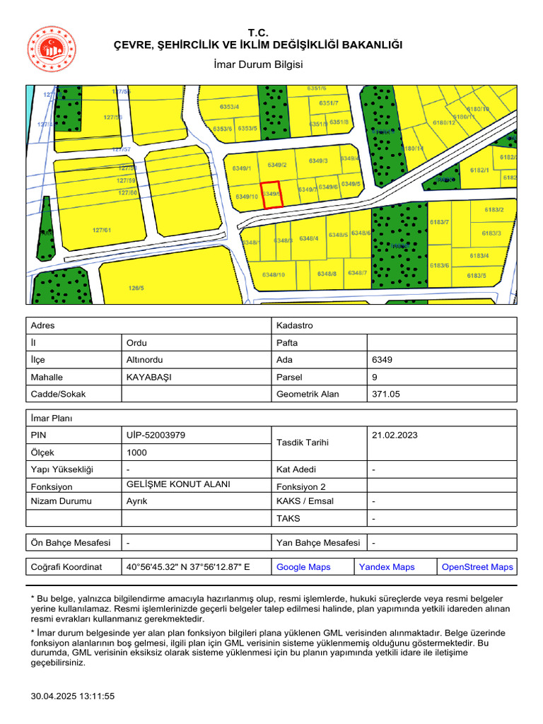 İmar Durum Belgesi | PDF