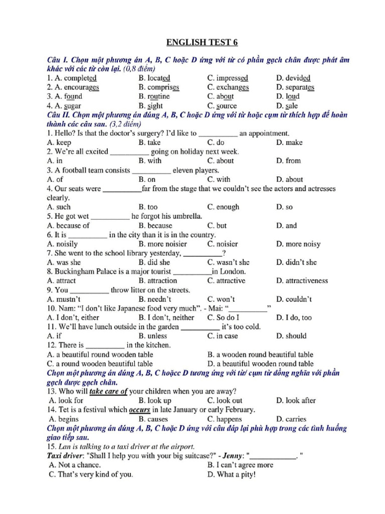 English Test 6 | PDF
