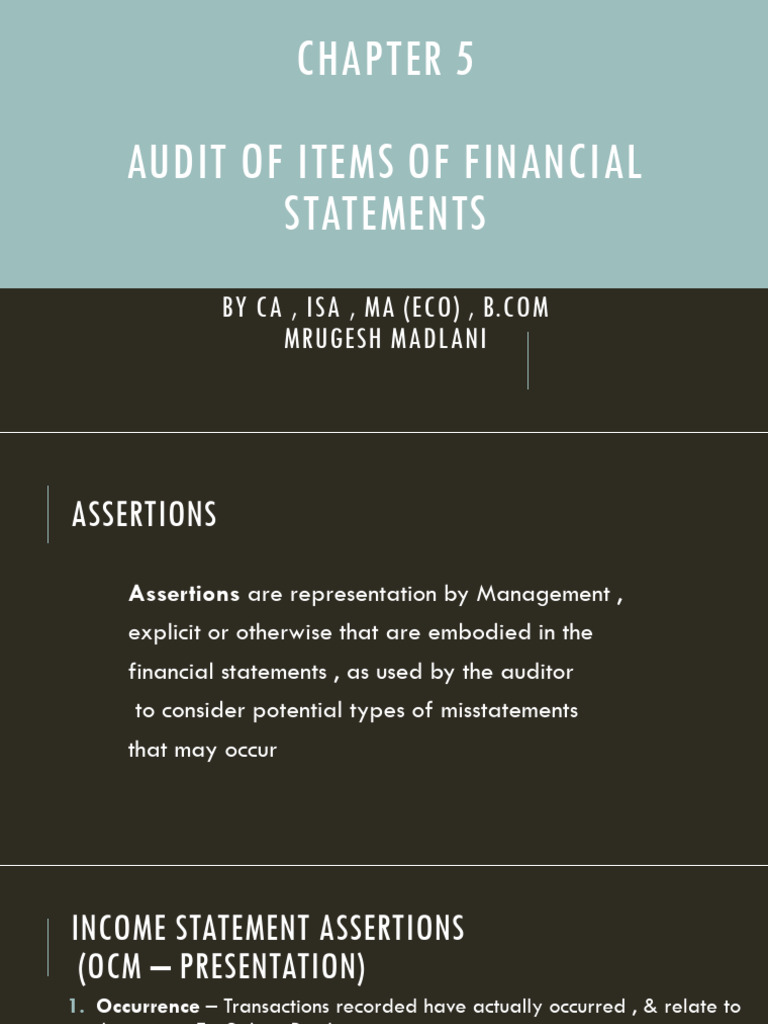 Chapter 5 Audit of Items of Financial Statements | PDF | Expense | Depreciation