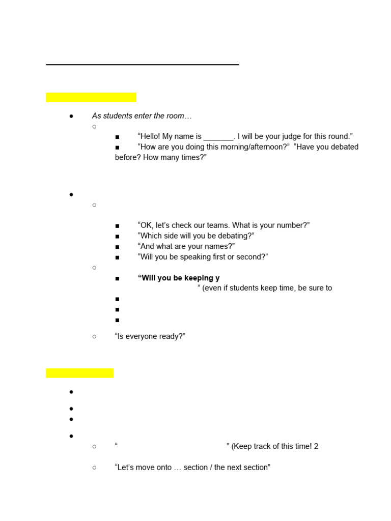 Judge Script - in Debate | PDF