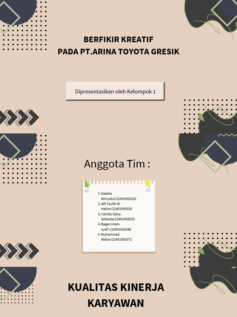 Berfikir Kreatif Pada PT - Arina Toyota Gresi PDF | PDF