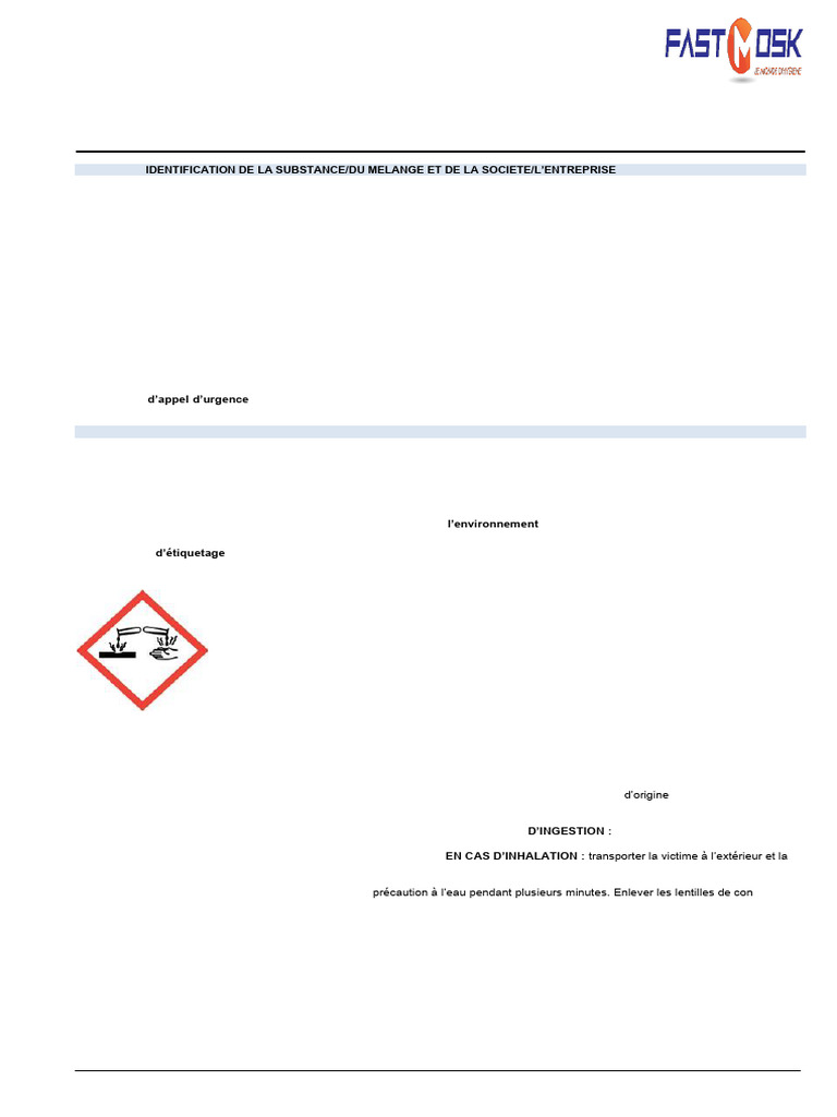 Fiche de sécurité EROMA DECAP | PDF | Corrosion | Substances chimiques