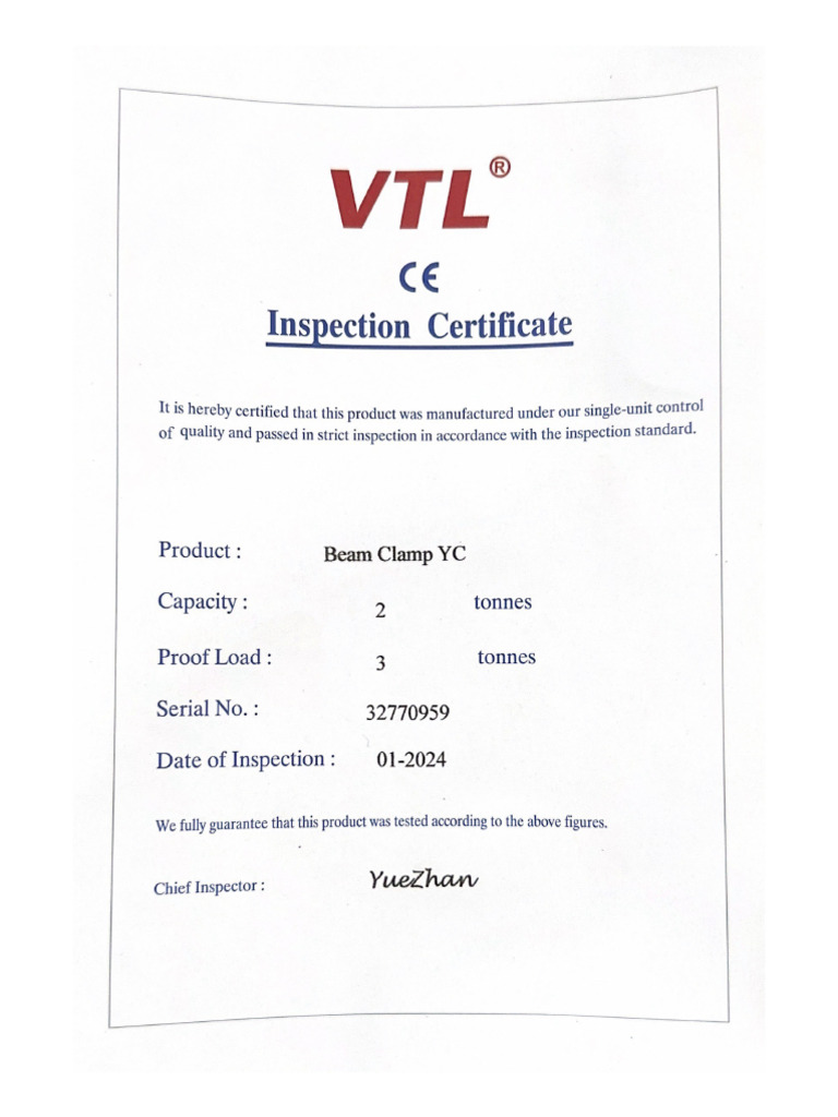 Inspection Certificate | PDF