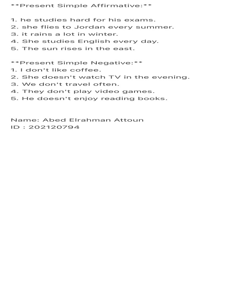 Present Simple Affirmative | PDF