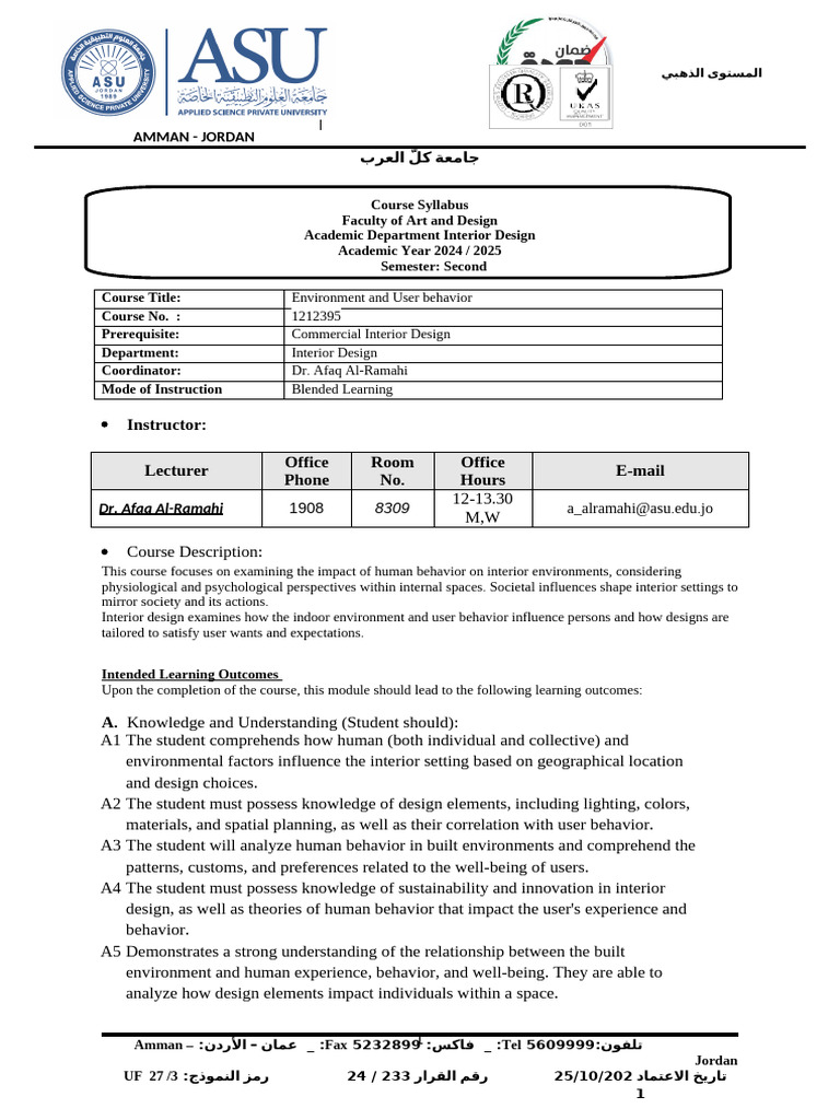 Environment and User Behavior Course | PDF | Creativity | Design