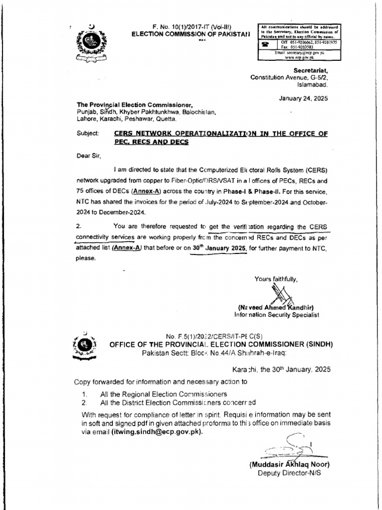 Endorsement Regarding Upgradation CERS Connection 30-01-2025 | PDF