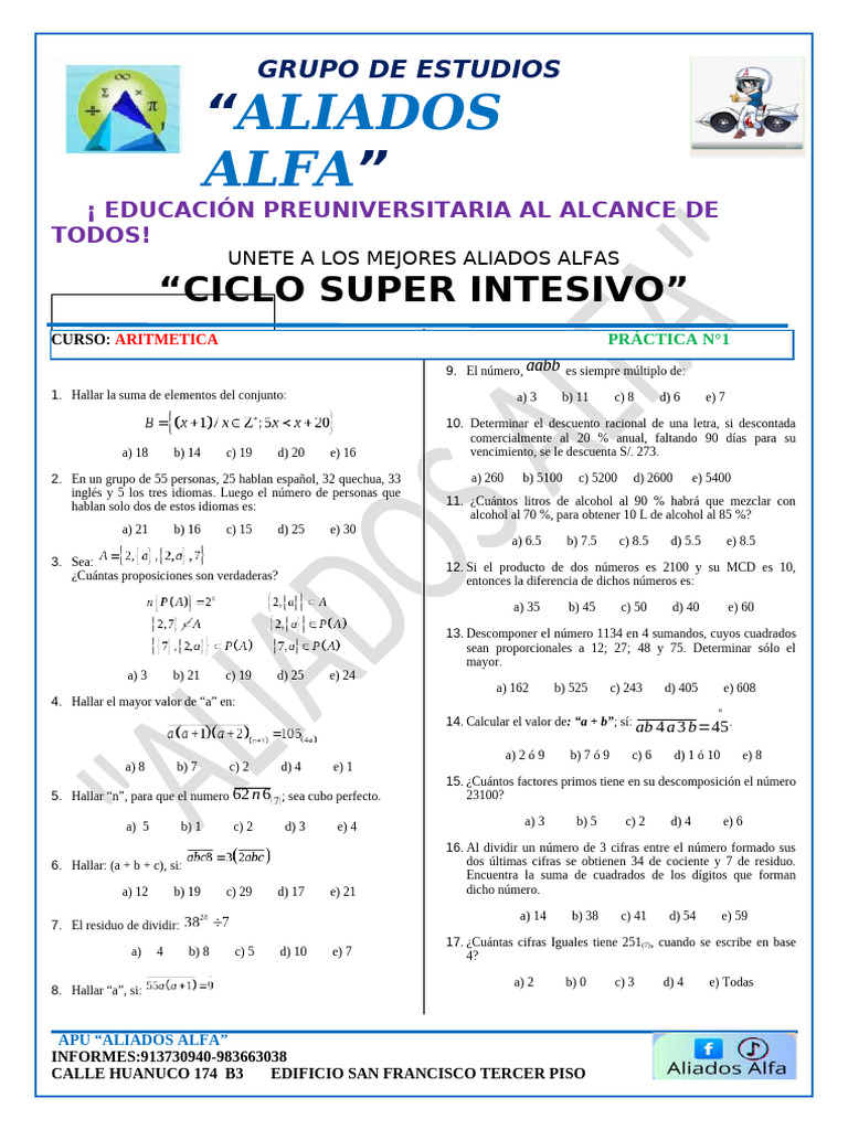 INTENSIVO ARITMETICA | PDF | División (Matemáticas) | Álgebra abstracta