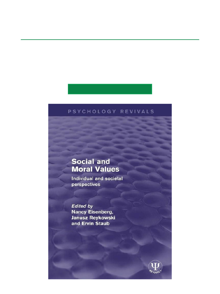 Social and Moral Values Individual and Societal Perspectives 1st ...