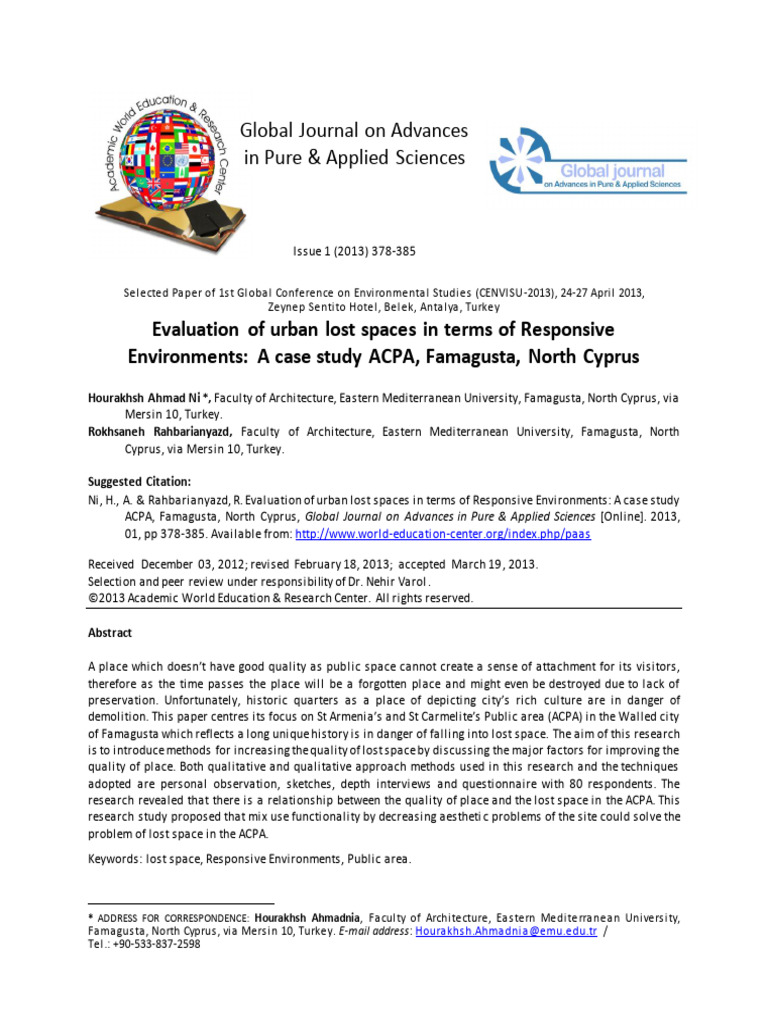 Evaluation of Urban Lost Spaces in Terms | PDF | Slum | Qualitative Research