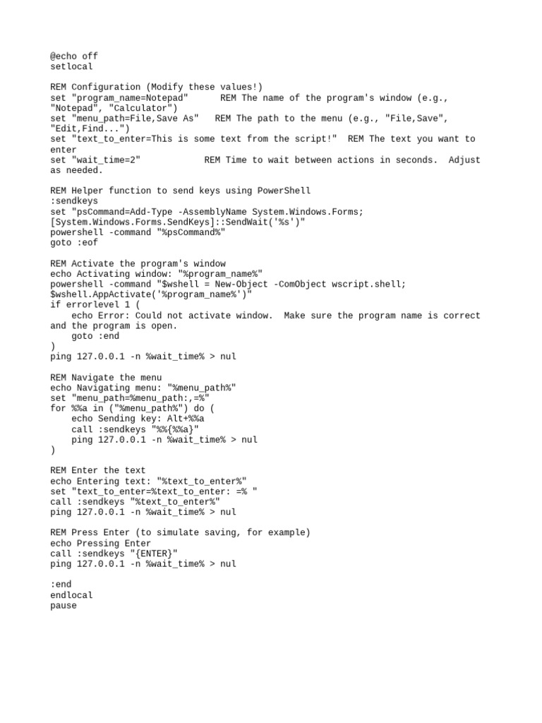 Automate Notepad with Batch Script | PDF