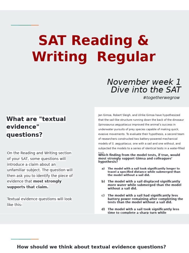 SAT Reading + Writing Regular | PDF | Hypothesis | Evidence